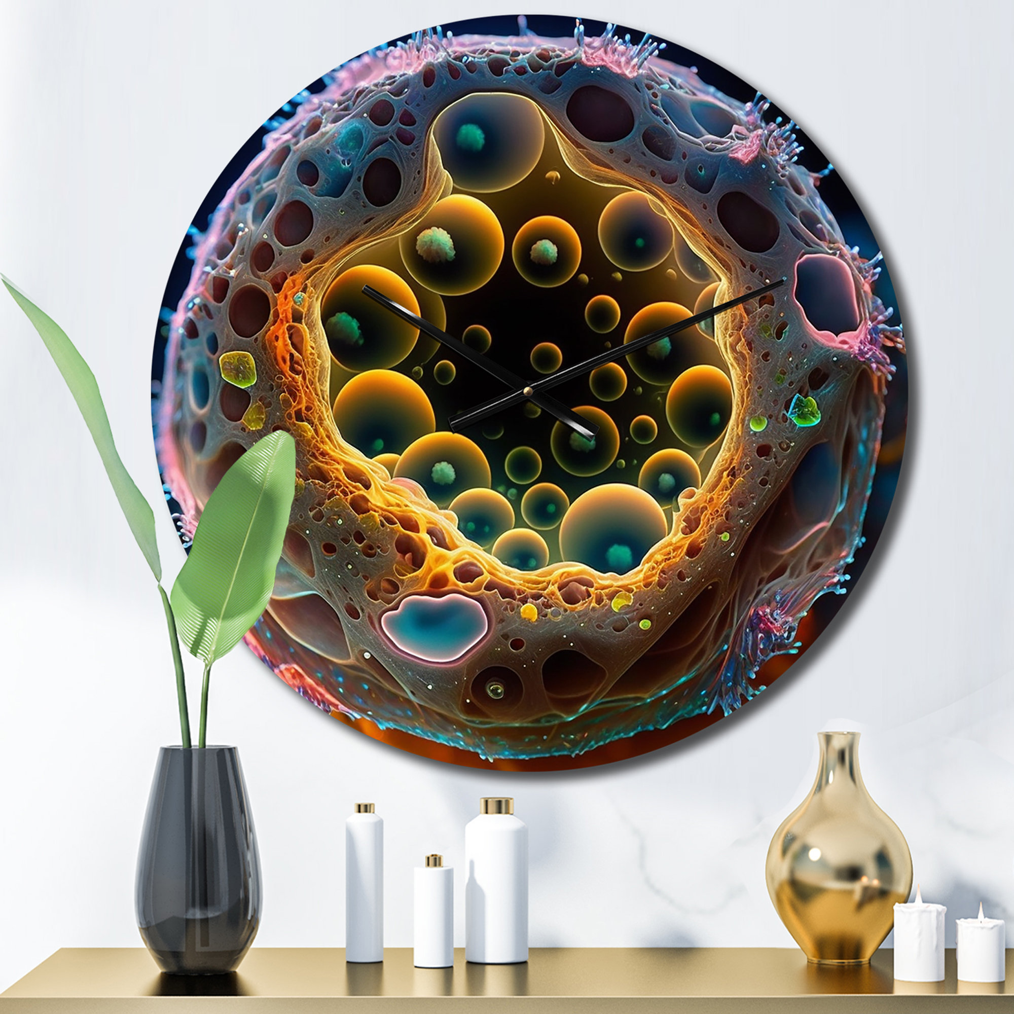 Design Art Macro Photography of Marine Cells II Metal Wall Clock | Wayfair