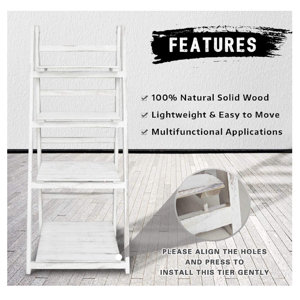 Arlmont & Co. Eri Rectangular Multi-Tiered Foldable Ladder Solid Wood ...