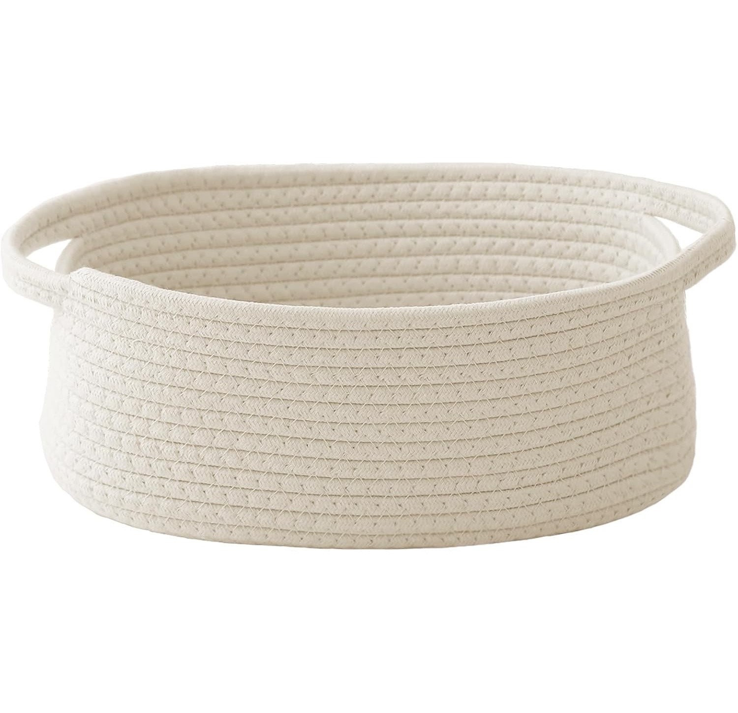 Highland Dunes Woven Basket Small Rope Storage Bin with Handles Ribbon ...
