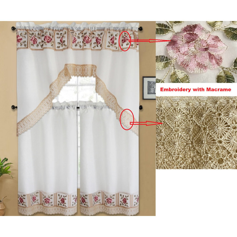 Winston Porter Medwyn Ruffled 60'' W Kitchen Curtain | Wayfair