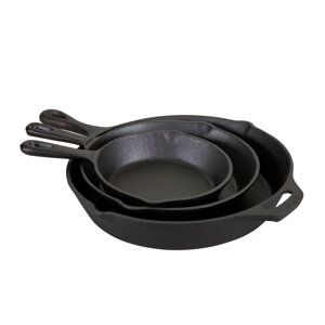 Stansport Pre-Seasoned Cast Iron Frying Pans - 3 Piece Set | Wayfair