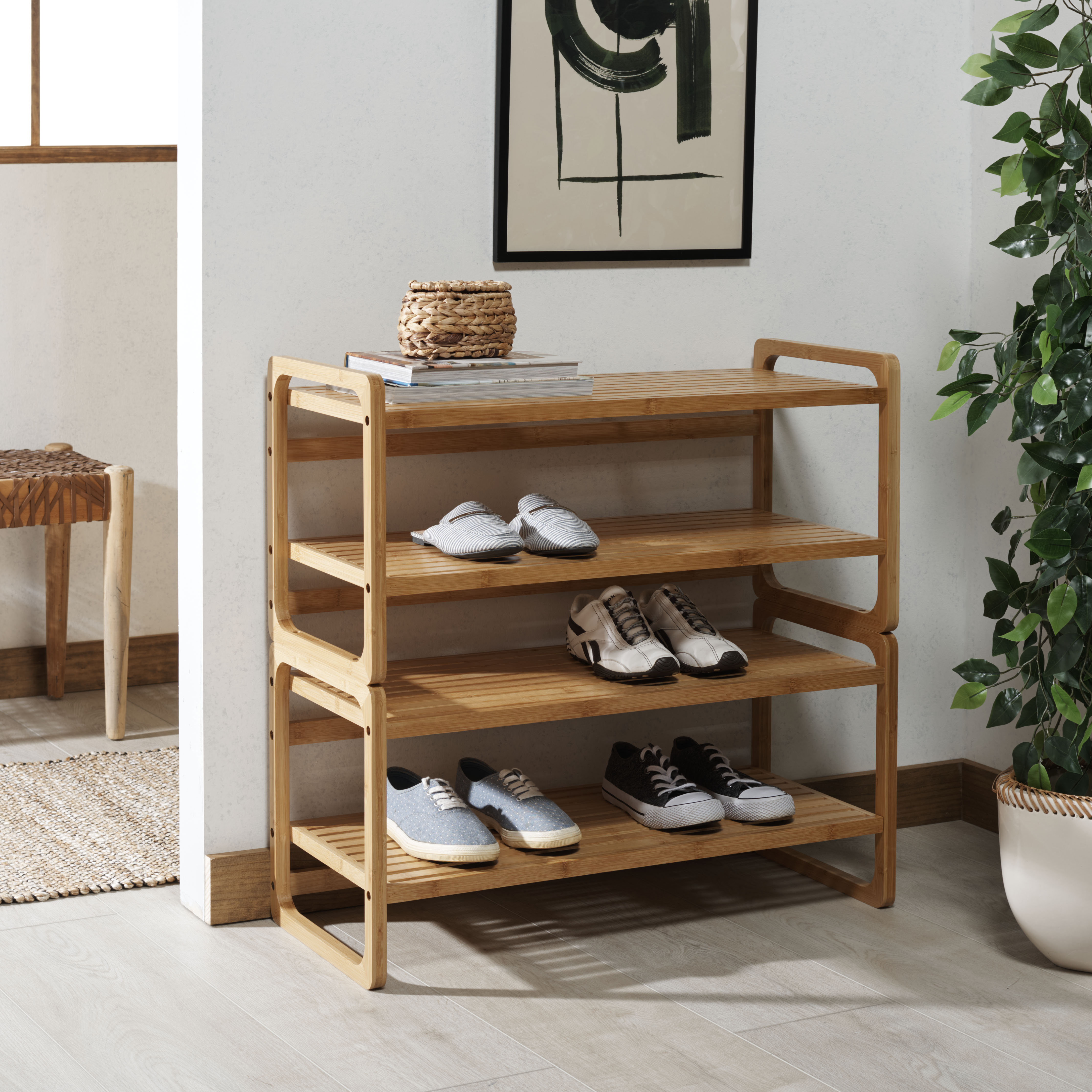Rebrilliant Vallis 12 Pair Solid Wood Shoe Rack | Wayfair