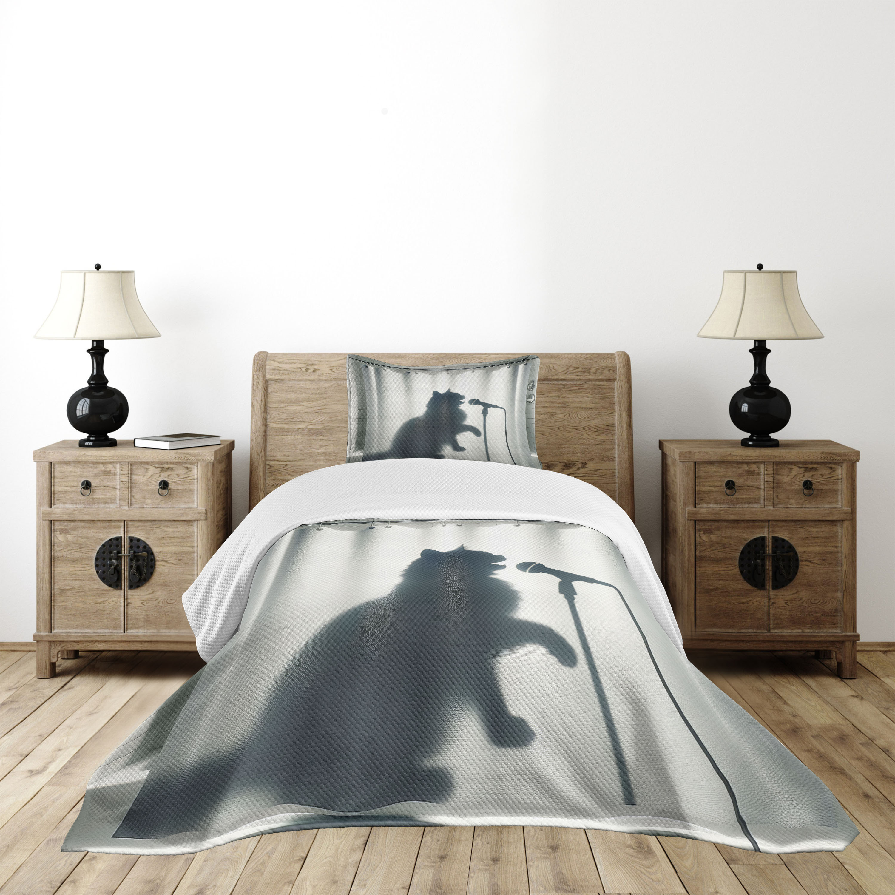 Ambesonne Cat Bedspread Bath Shadow of a 429888 | Wayfair