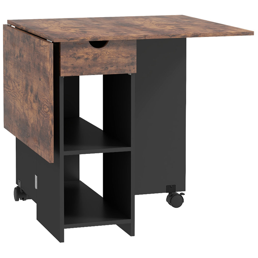 Borough Wharf Drop Leaf Folding Dining Table with Drawer and Storage ...