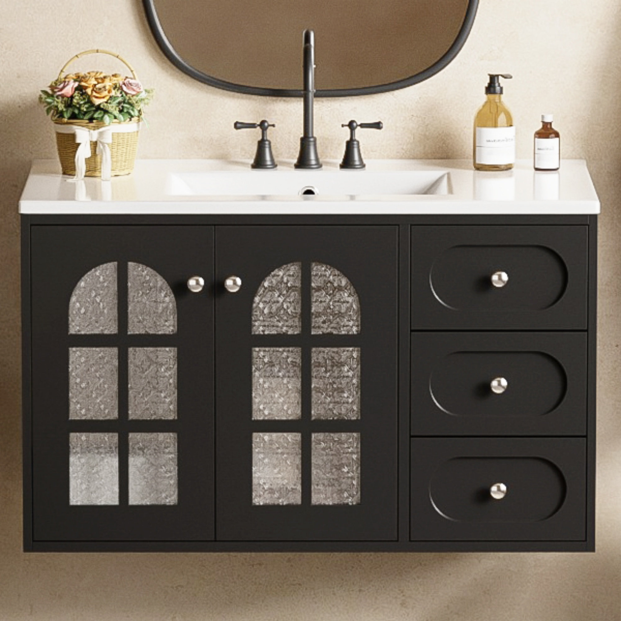 Latitude Run® 36 Inch Floating Bathroom Vanity With Ceramic Sink, Wall ...