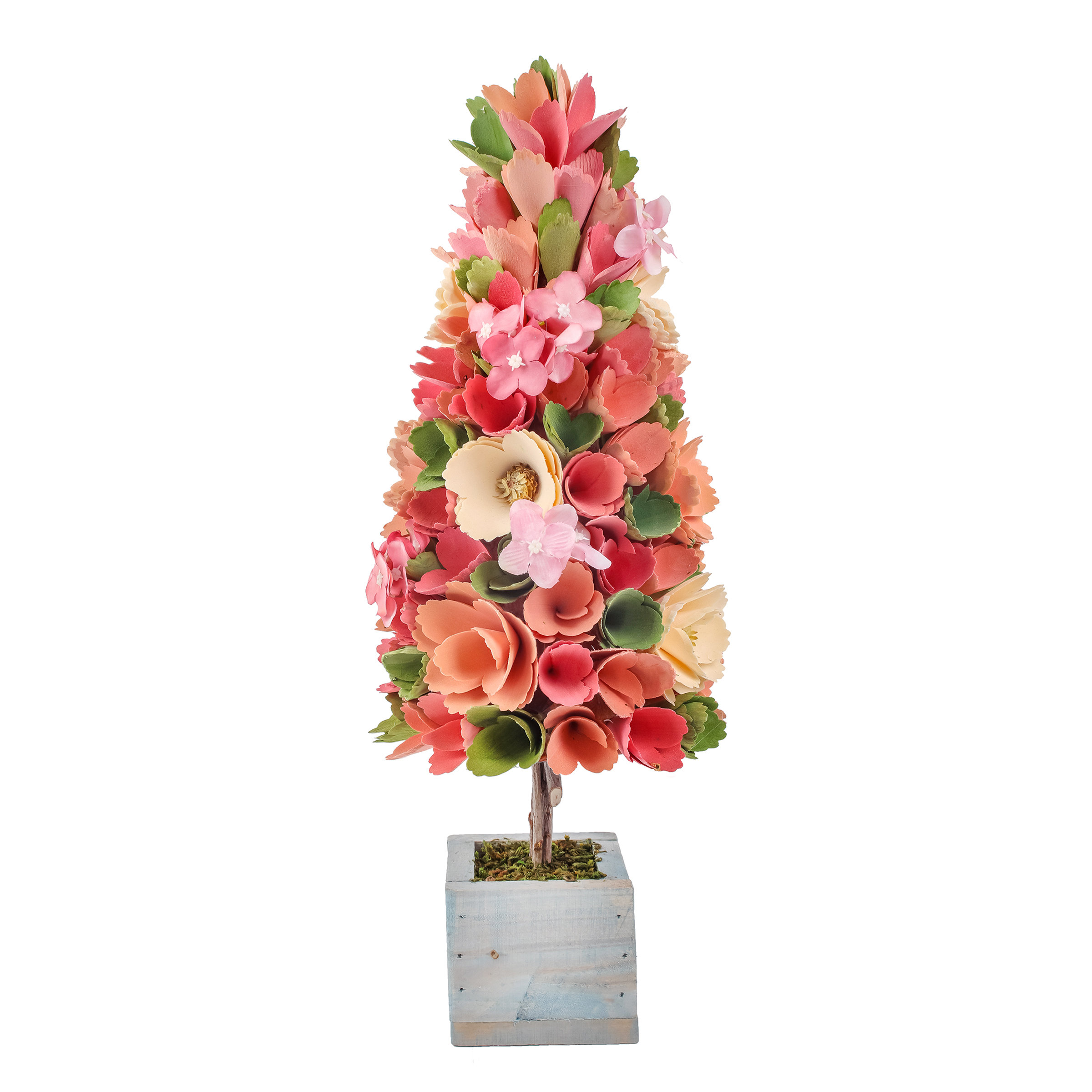 The Holiday Aisle® 19" Pastel Colors Spring Floral Cone Tree | Wayfair