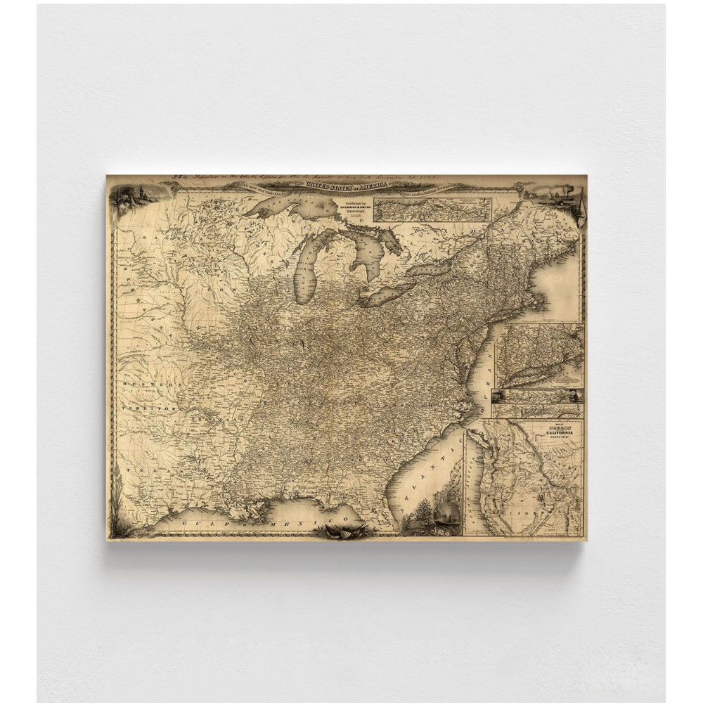 WeFrameArt Travelers Map Of The United States, Old USA Map Decor, USA ...