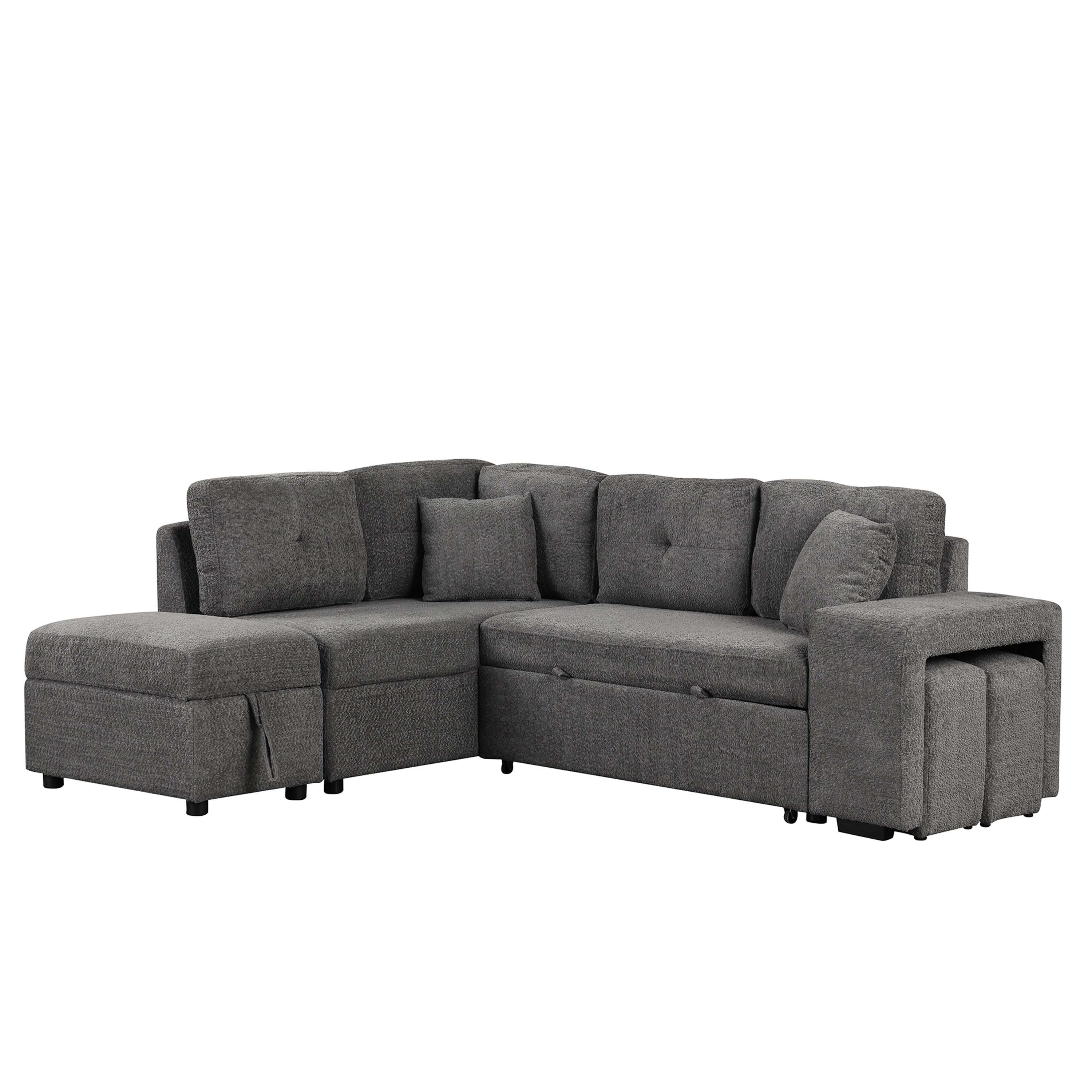NFusion Tate Convertible Sleeper Sectional Sofa with Storage Ottoman ...
