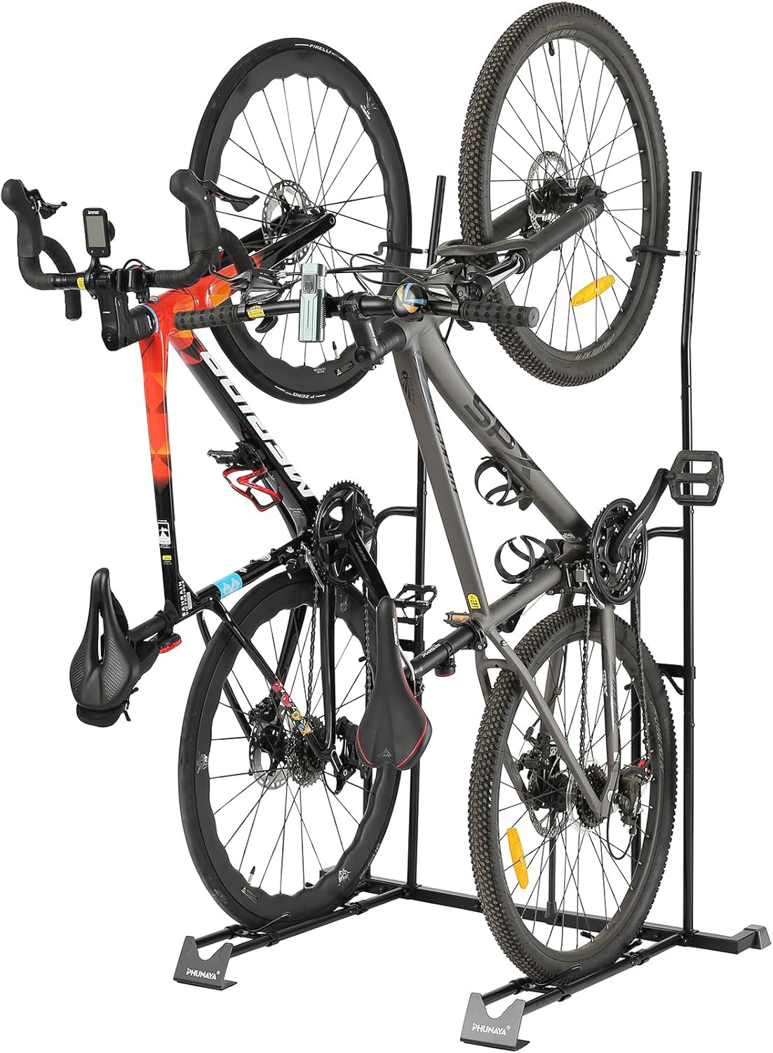 Artmeer 2-in-1 Vertical/Horizontal Metal Bike Stand: No-Drill, 80LBS ...