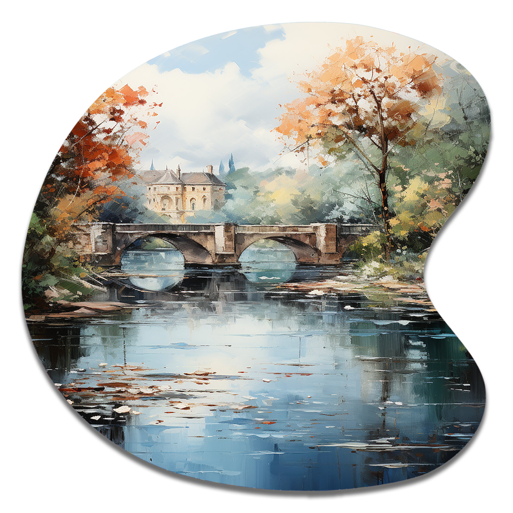 Design Art Beige Bridge Impressionist Waterscape An - Bridges Drop ...