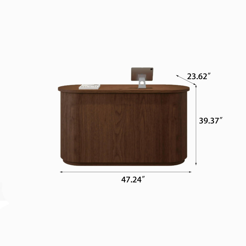 SINNOG Oval Solid Wood Reception Desk | Wayfair