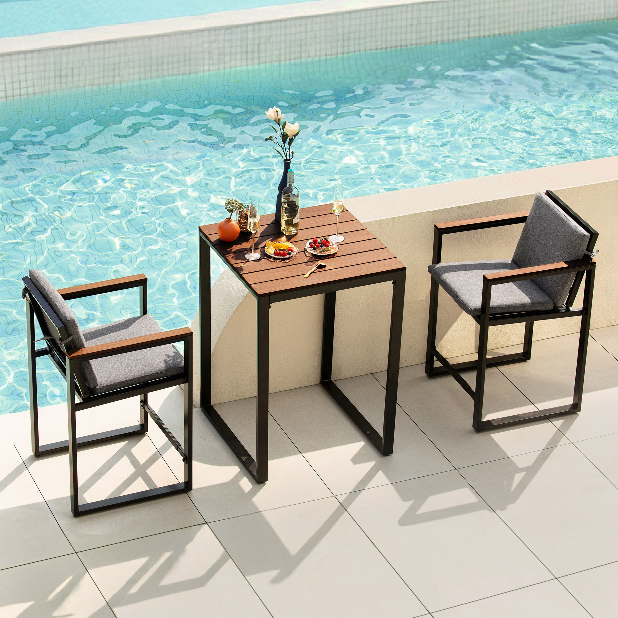 Latitude Run® Outdoor Bar Set Patio Chair Sets For Dining Backyard With ...