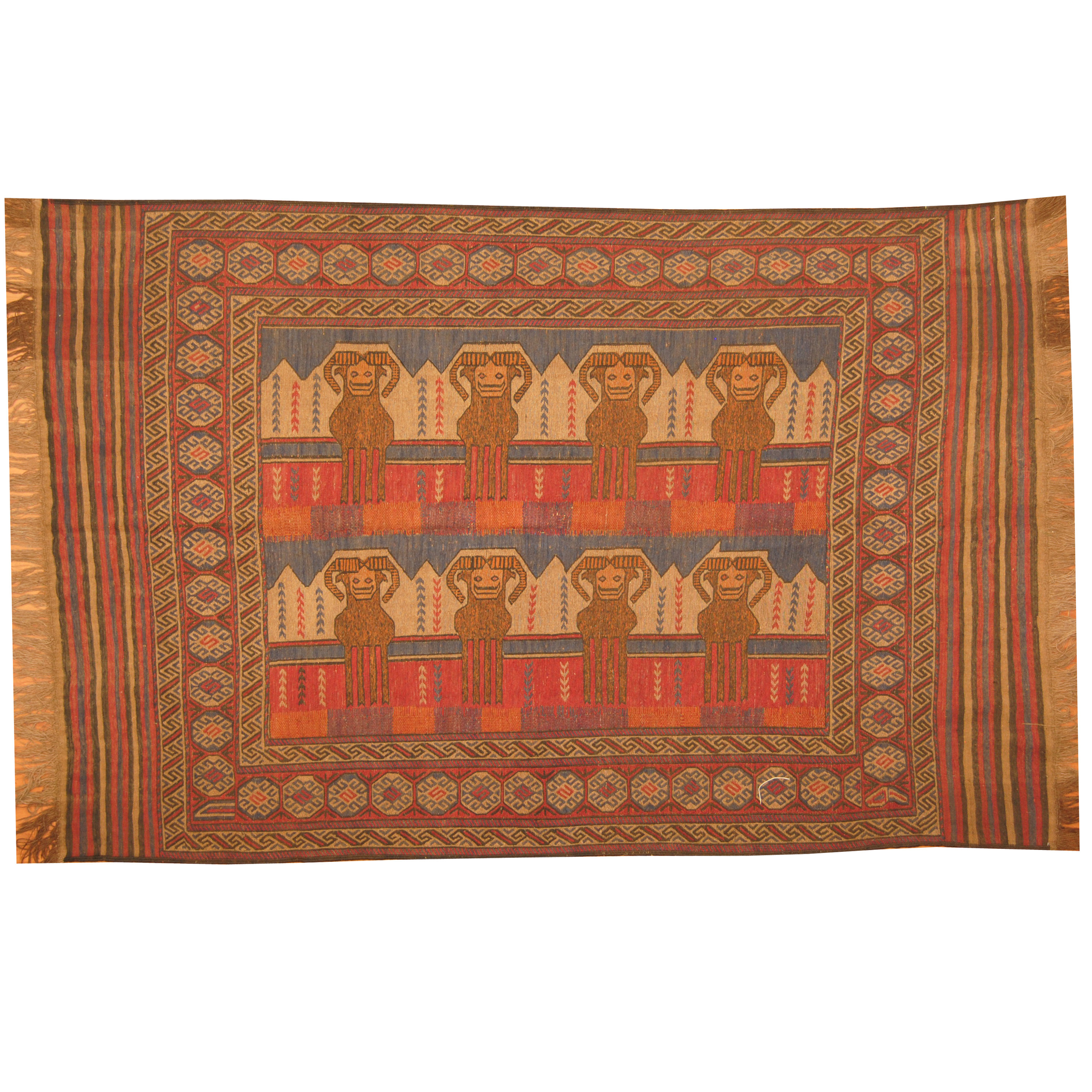 Herat Oriental Handmade Flatweave Blue/Red/Brown/Beige Area Rug | Wayfair