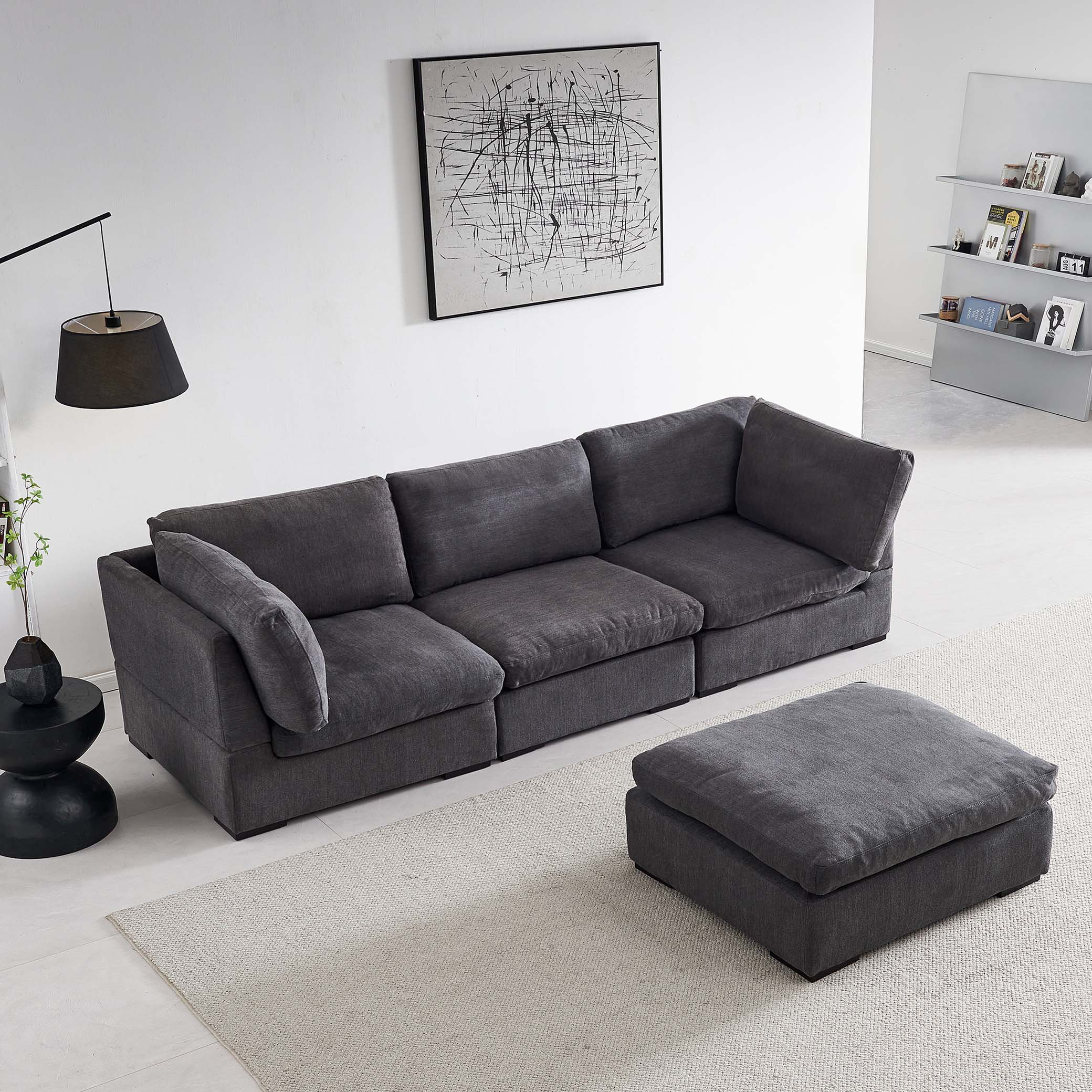 Latitude Run® L Shape Modular Soft Fabric Sofa Filled with Down ...
