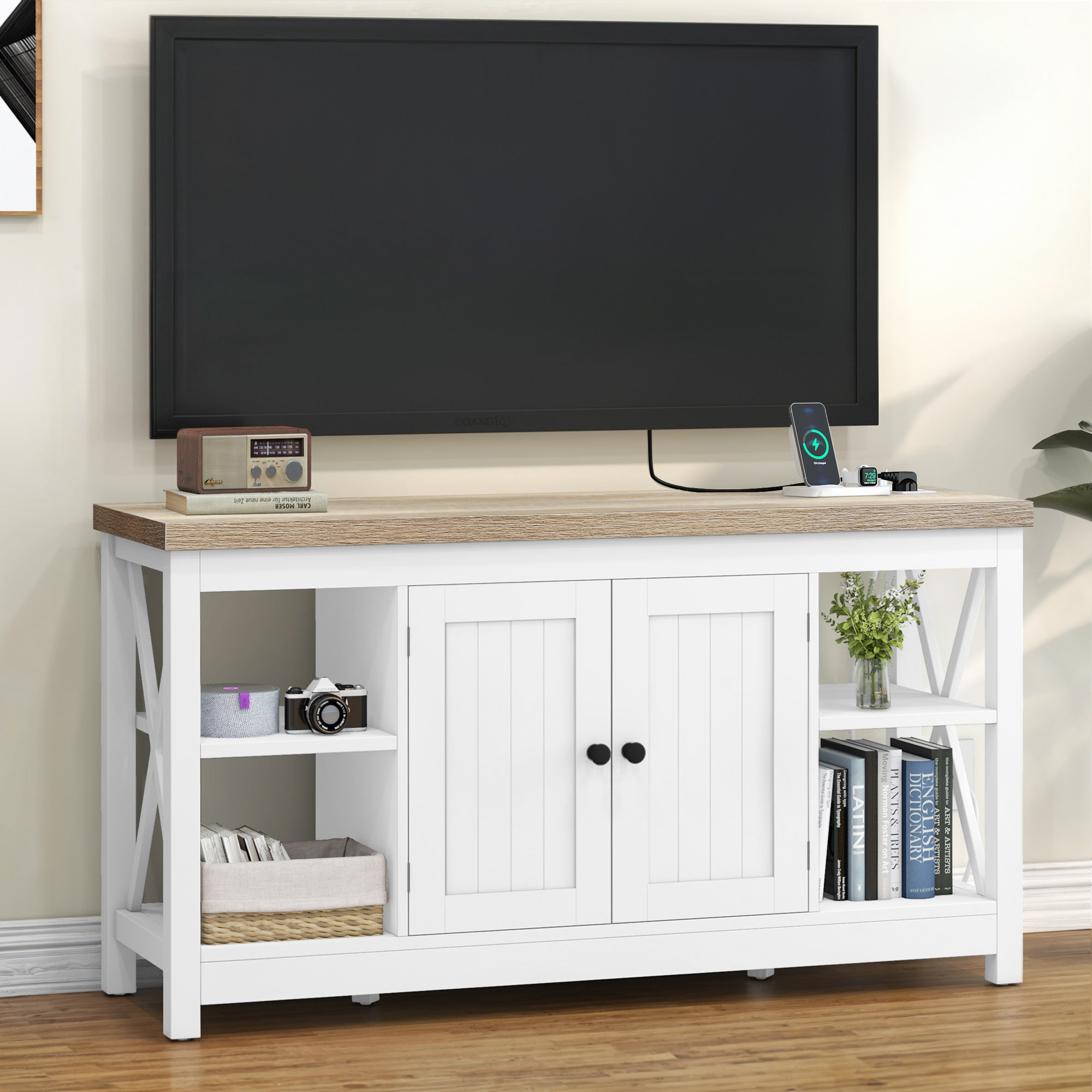 Breakwater Bay Wolverton Farm House TV Stand for TVs up to 65" with 2 ...