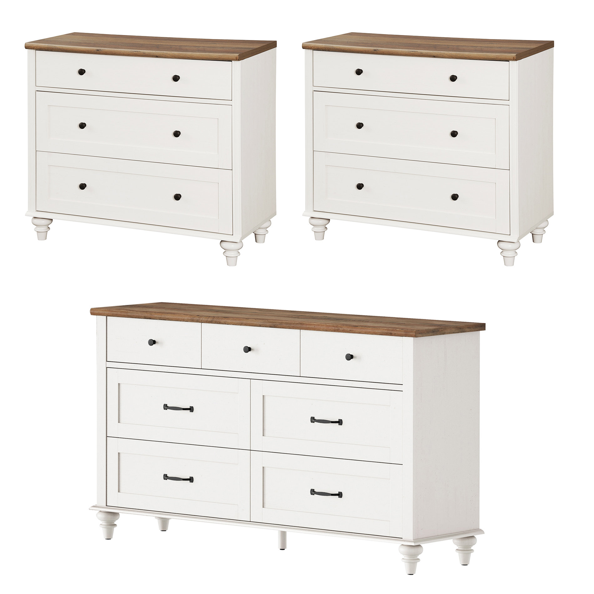 Charlton Home® 3 Piece Bedroom Set - Includes Mid Century 7 Drawer ...