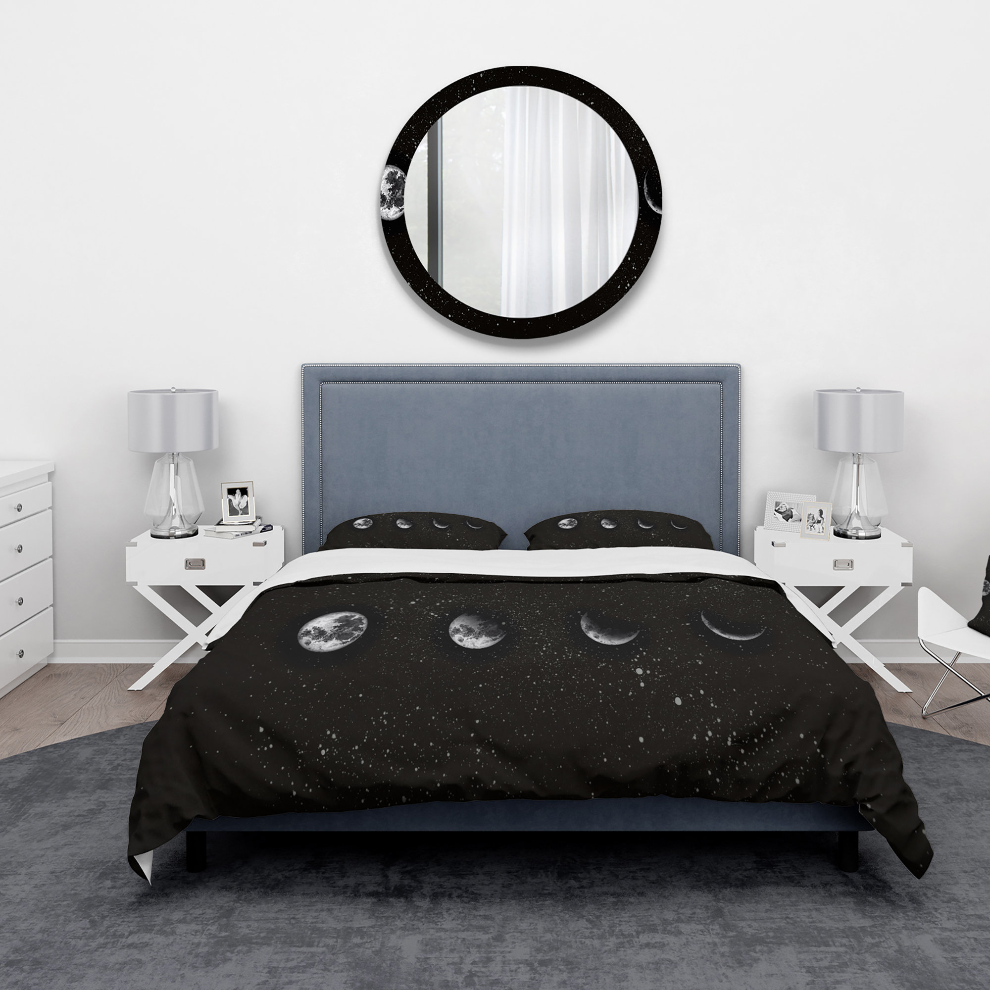 Design Art Moon Phases In The Night Sky - Modern Duvet Cover Set ...