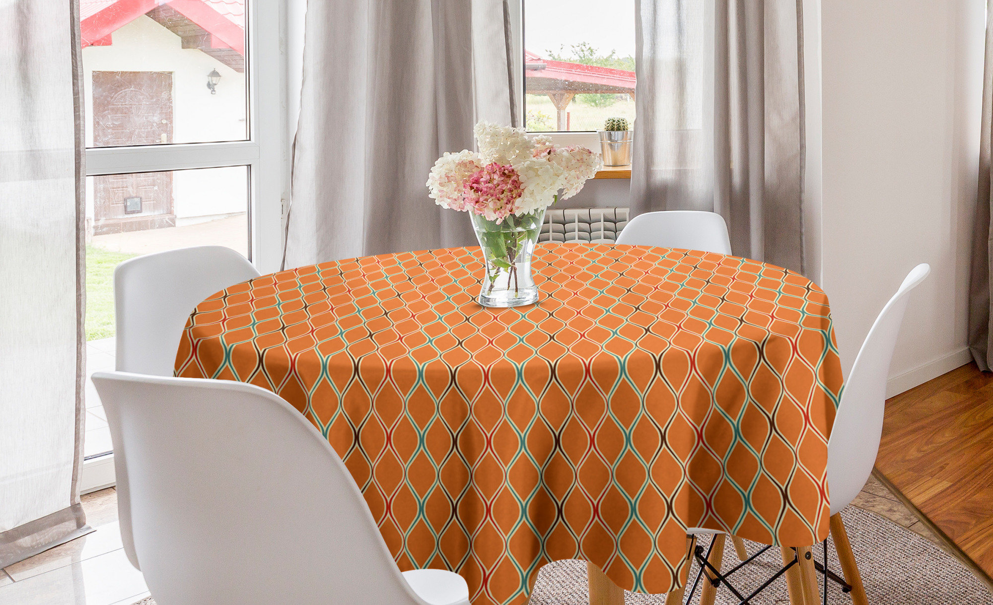 East Urban Home Ambesonne Orange Round Tablecloth, Vibrant Old Fashion ...