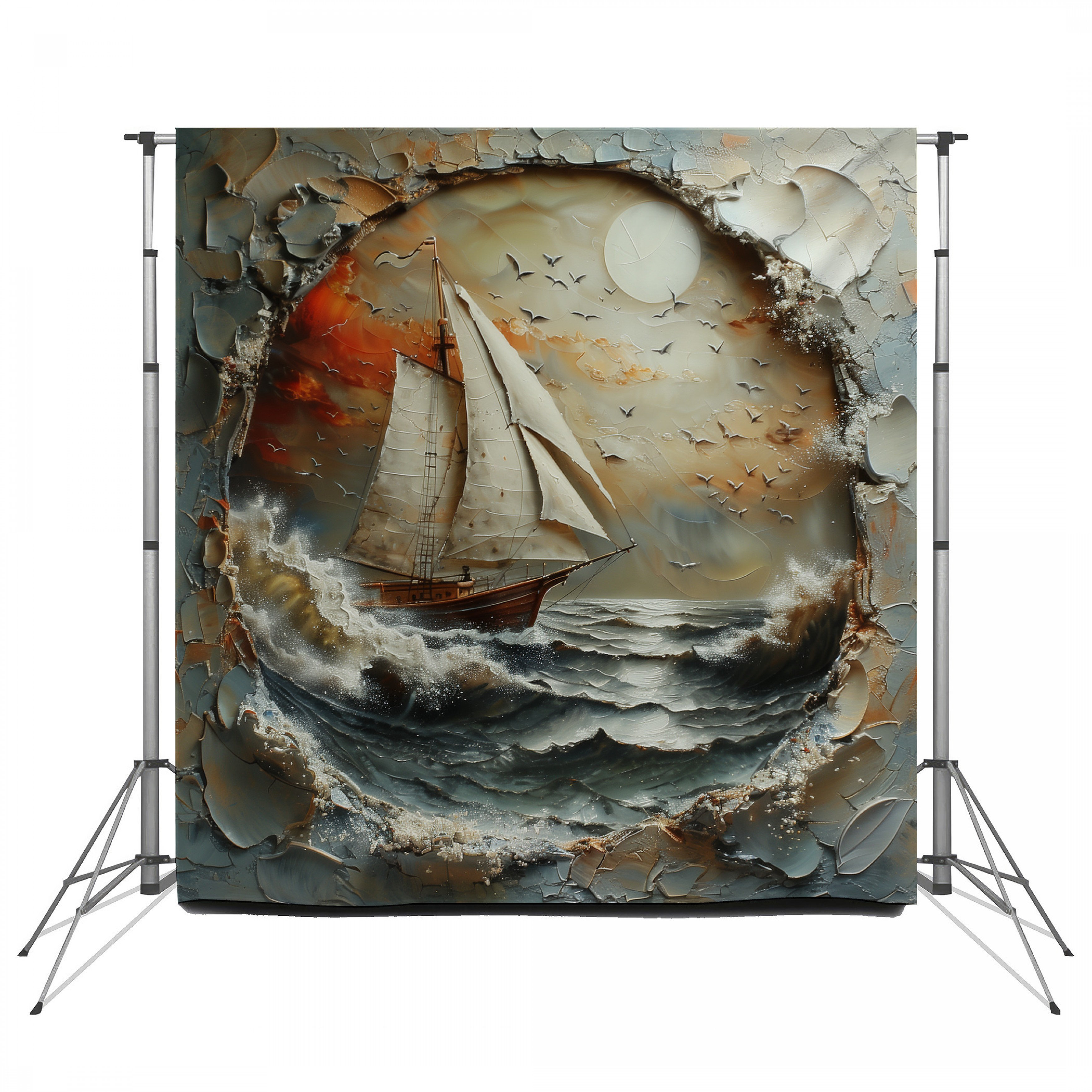 VisionDecor Sailing Ship Backdrop Maritime Large Nautical Photo ...