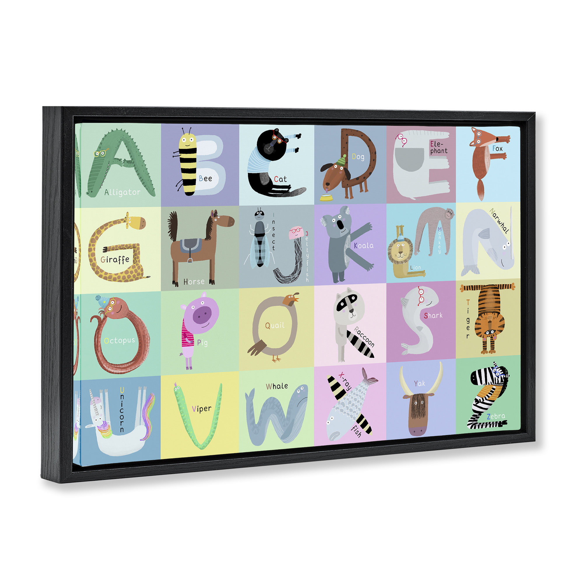 Latitude Run® Whimsical Animal Alphabet Floating Frame, design by Carla ...