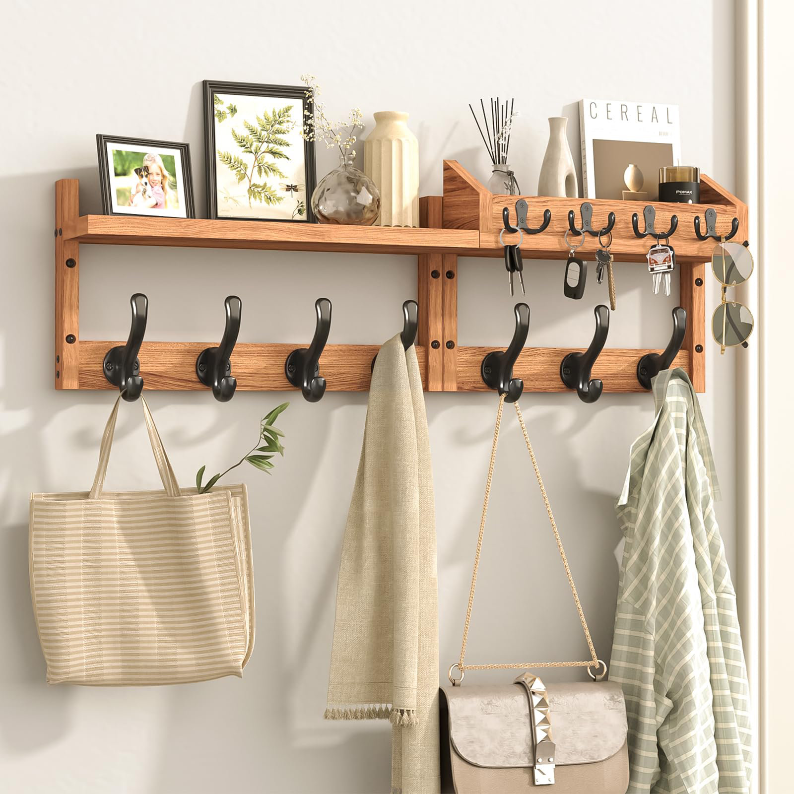 August Grove® 29" Wall Mounted Coat Rack With Shelves, 4-In-1 Wall ...