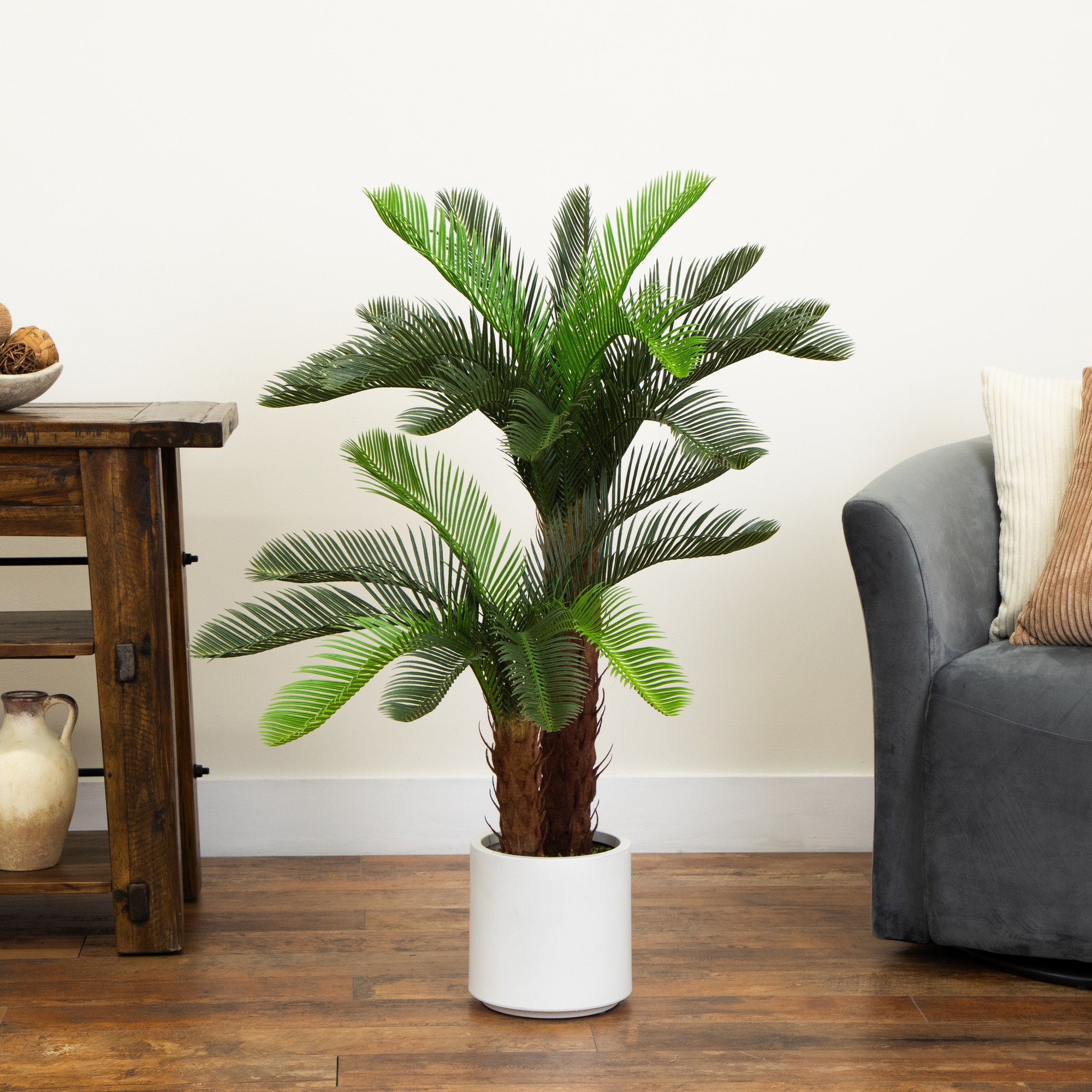 Latitude Run® 40In. UV Resistant Artificial Double Cycas Palm Tree In ...
