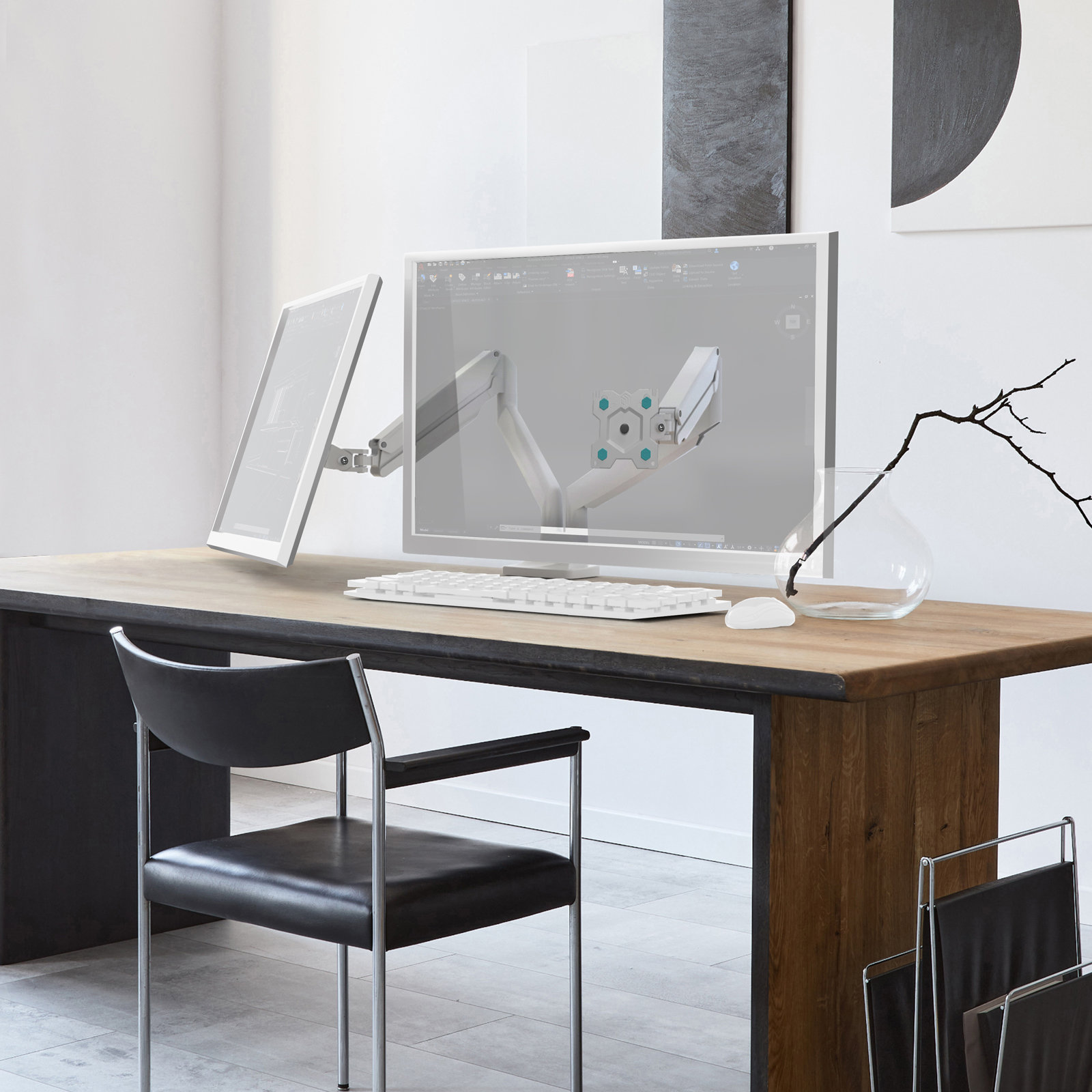 ONKRON Monitor Arm White for 13-32 inch Screens - Dual Computer Monitor ...