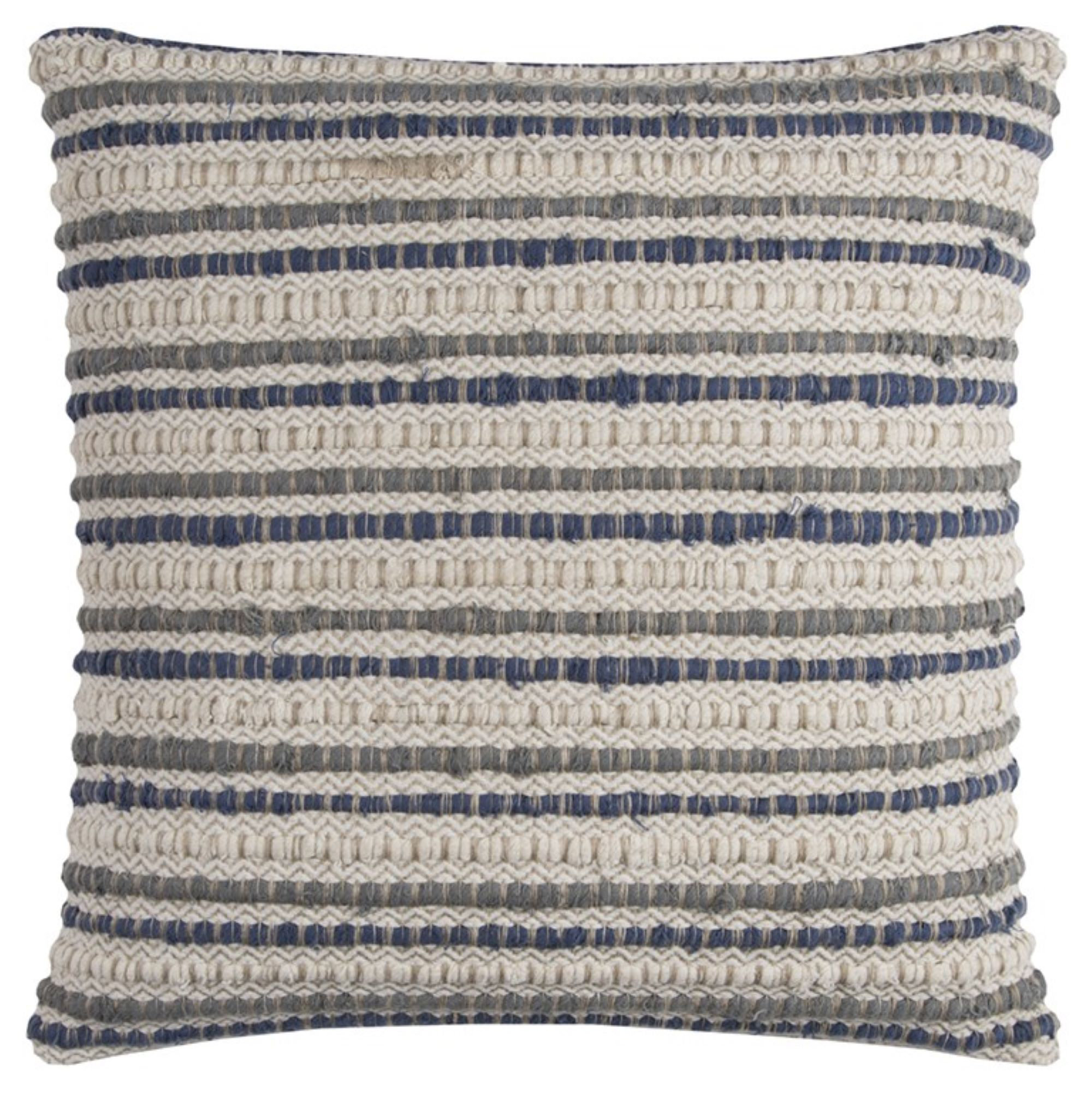 ZeaZu Blue Beige Nubby Texture Bands Throw Pillow | Wayfair