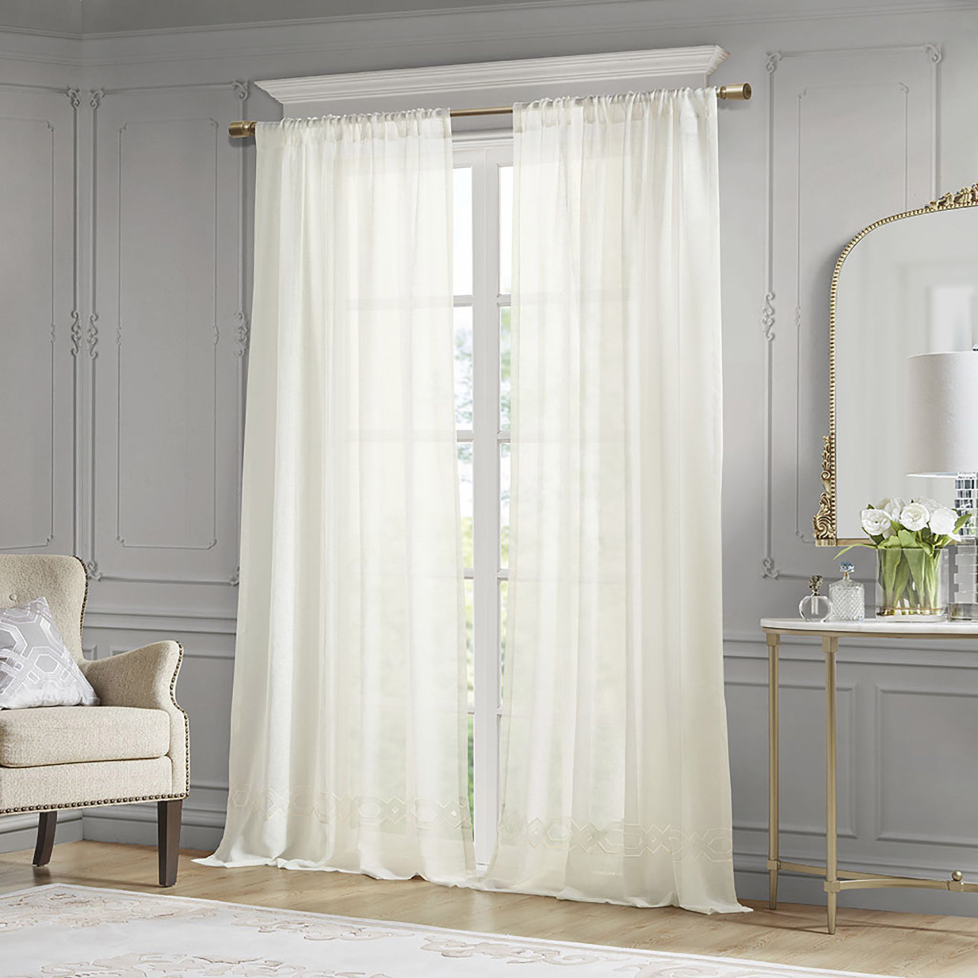Red Barrel Studio® Elegant Embroidery Curtain Panel - Perfect For Light ...