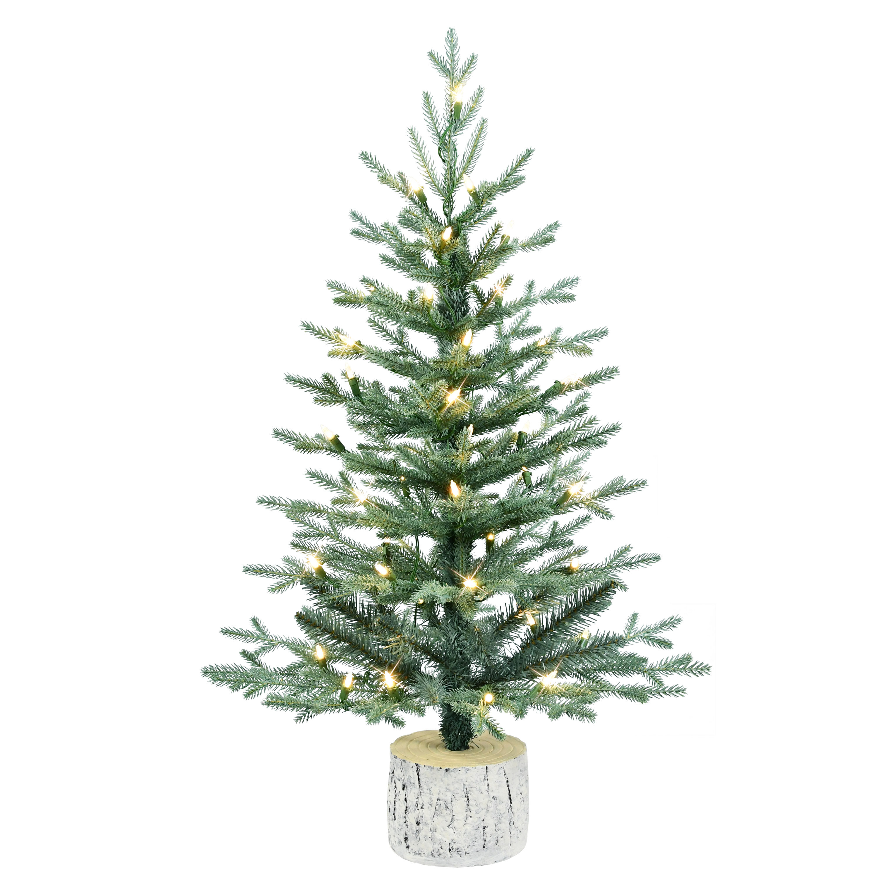 The Holiday Aisle® 3 Ft. Pre-Lit Potted Blue Arctic Fir Artificial Tree ...