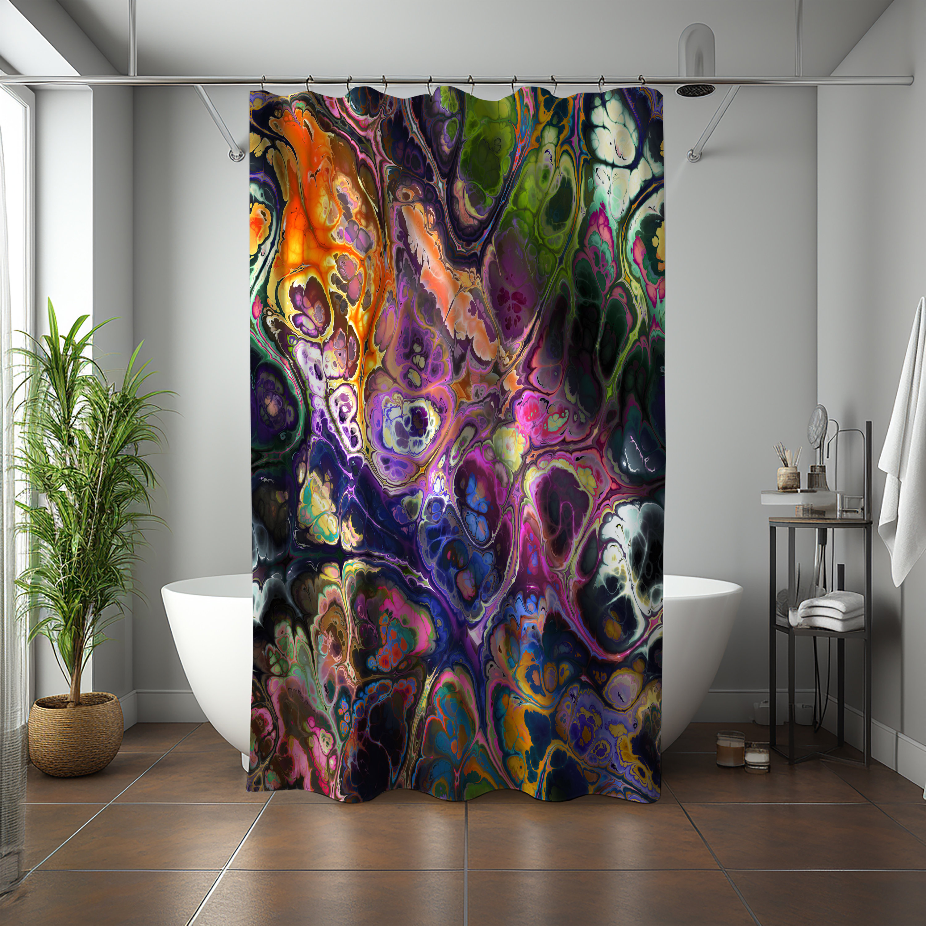 East Urban Home Aurin Marble Shower Curtain | Wayfair