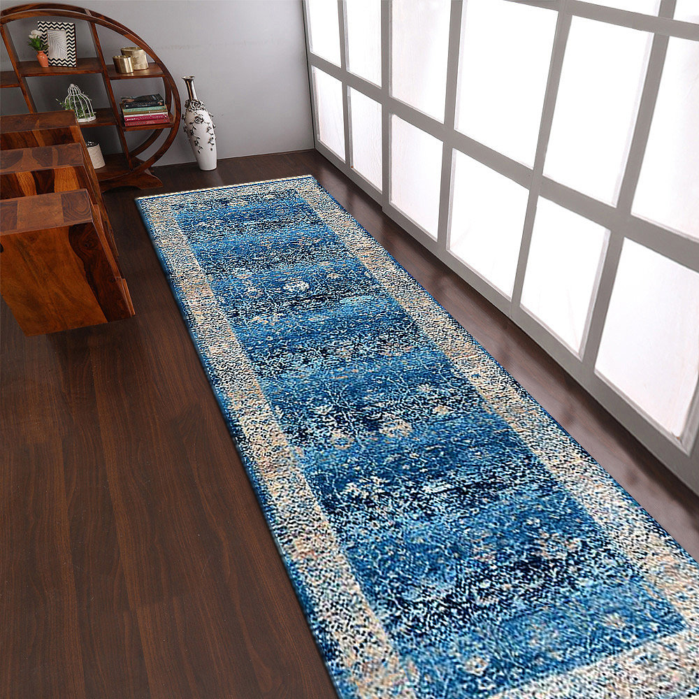 Bungalow Rose Crayton Oriental MACHINE MADE POLYESTER AREA RUGS - Blue ...