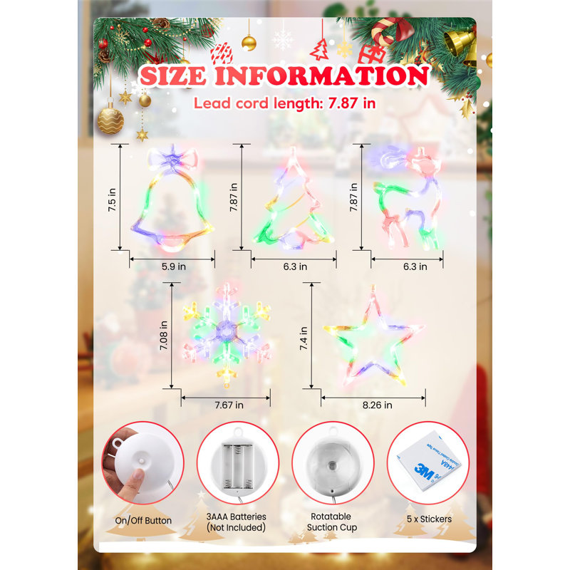 The Holiday Aisle® 5-Piece LED Lighted Christmas Window Decorations ...