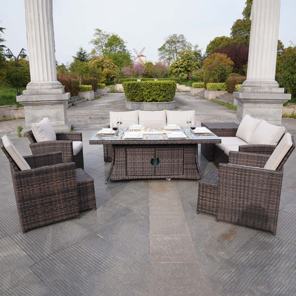 Primestok Allene Wicker/Rattan 8 - Person Seating Group With Cushions ...