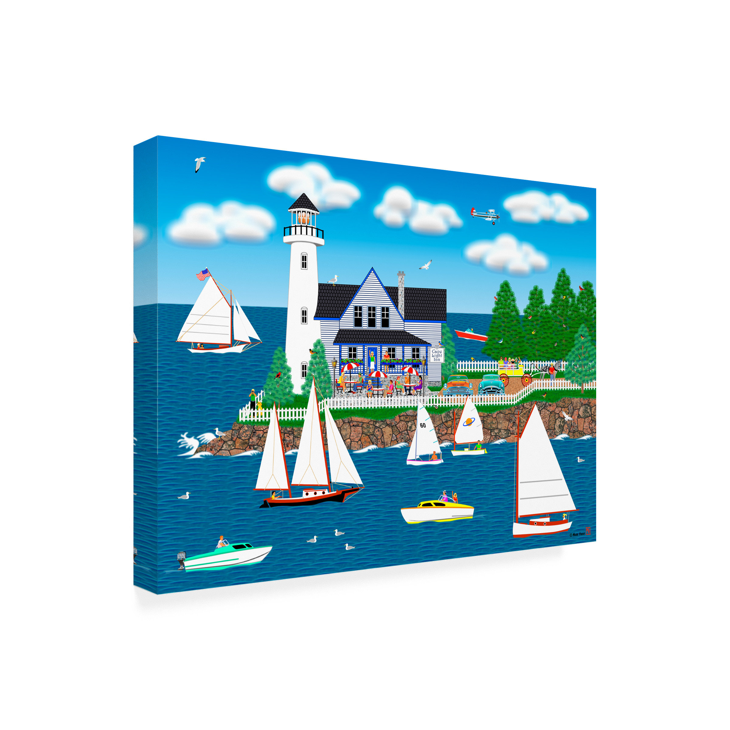 Longshore Tides Summer Lighthouse by Mark Frost - Wrapped Canvas ...