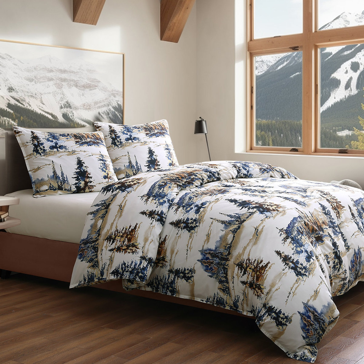Paseo Road by HiEnd Accents Acadia White Blue Copper Forest Print Cabin ...