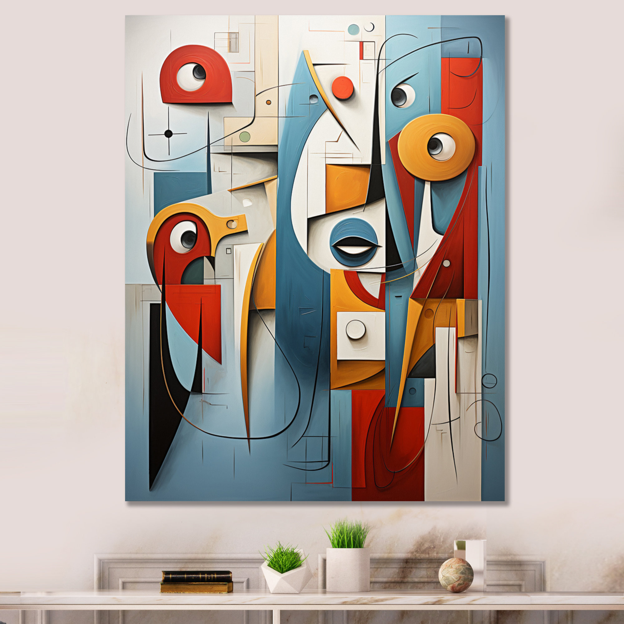 Ivy Bronx Cubism Geometric Portrait I - Abstract Canvas Wall Art ...