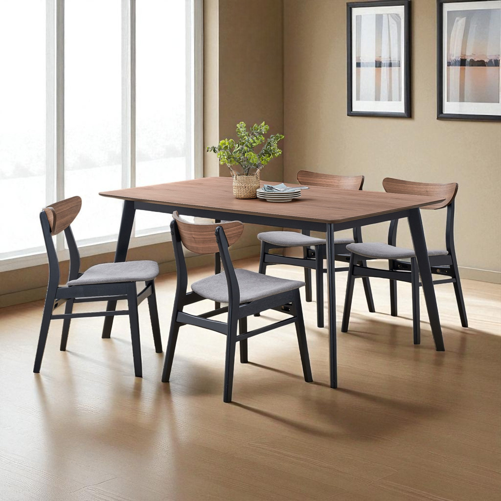 George Oliver Mid-Century Modern 5-Piece Rectangular Dining Table Set ...