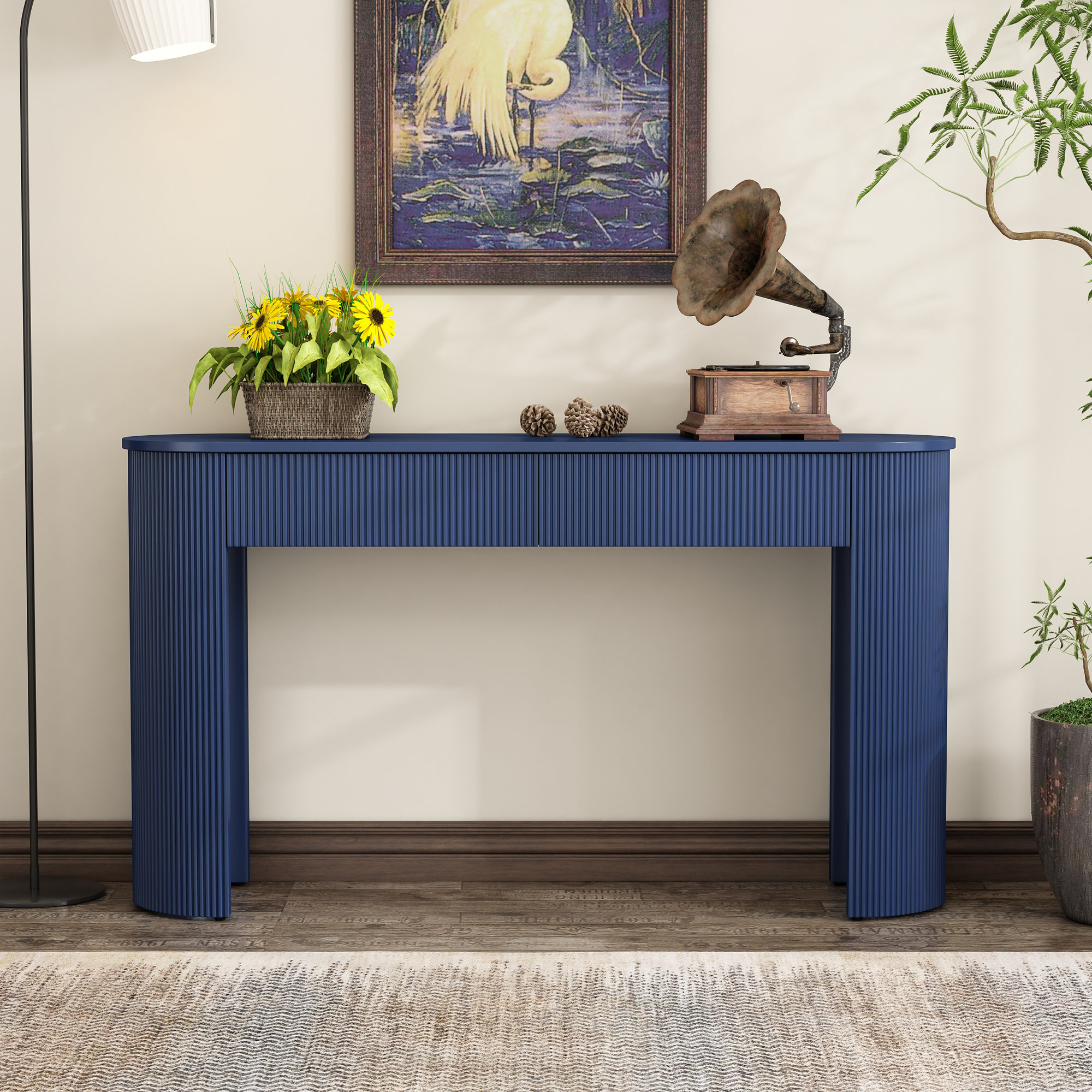 Latitude Run® Modern Entryway Console Table with Fluted Design, Oval ...