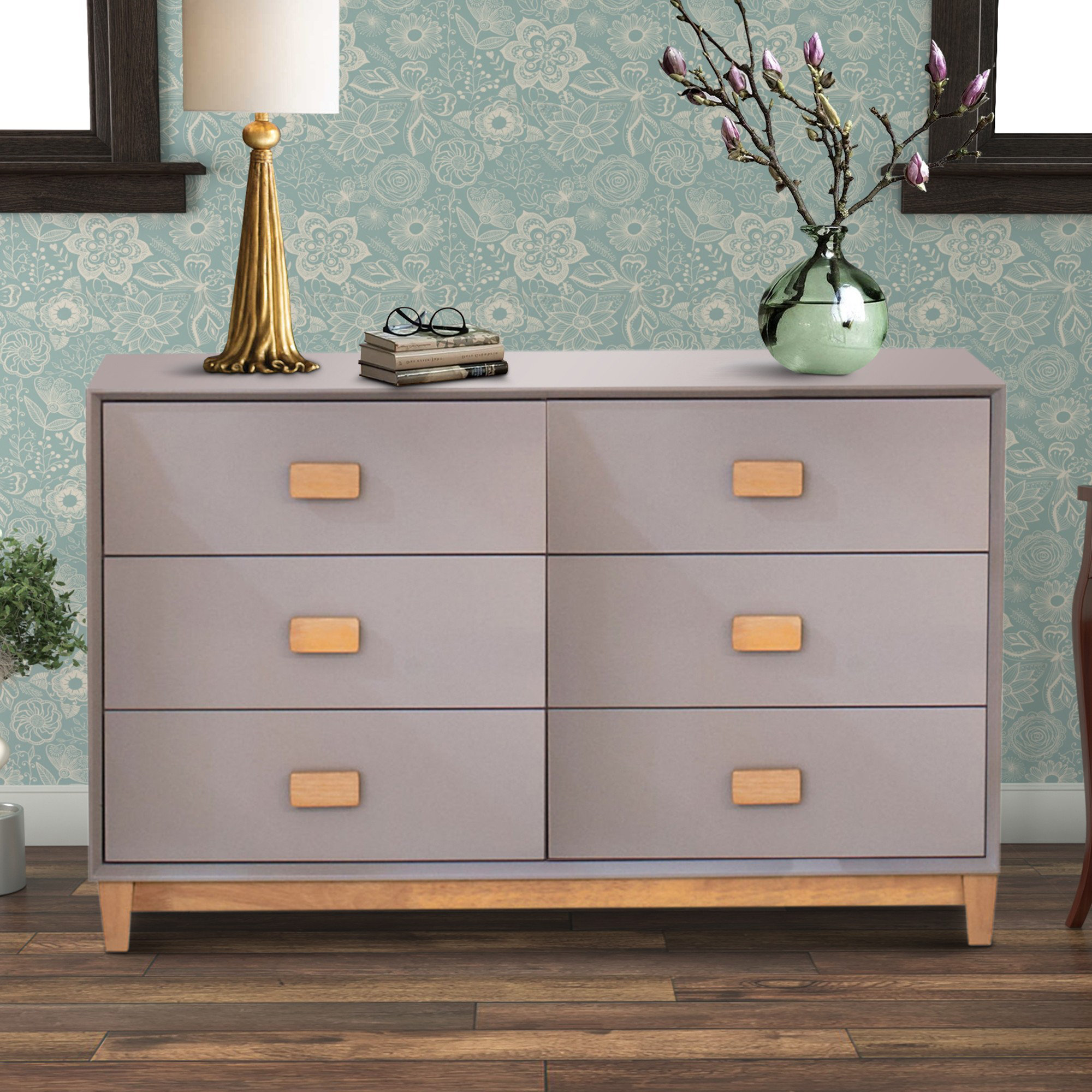 Wade Logan® Dresser With Wooden Plinth And 6 Drawers, Grey - Wayfair Canada