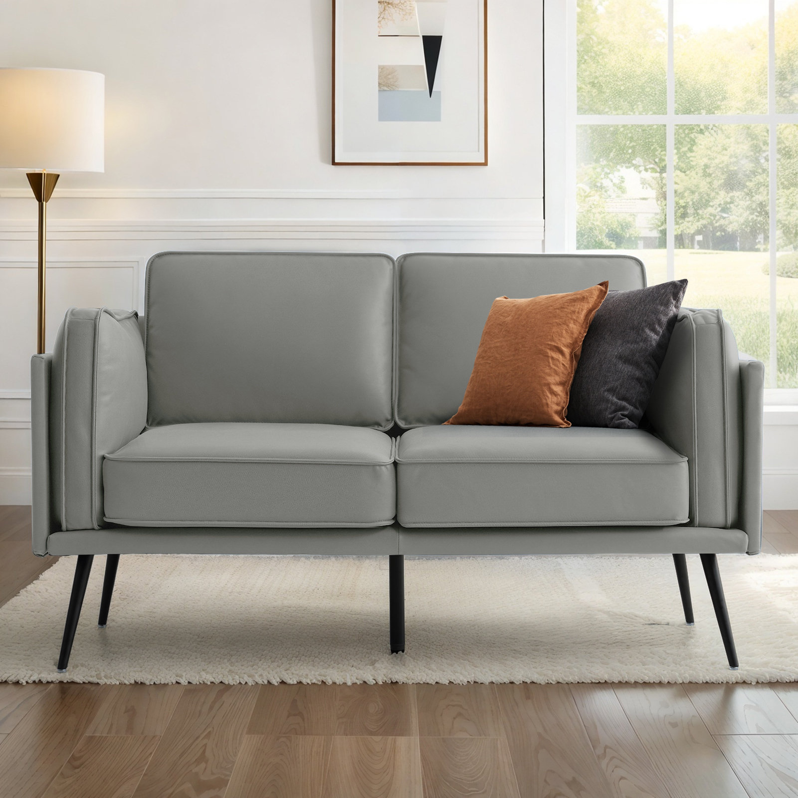 Latitude Run® 60" Upholstered Loveseat, Mid Century Modern Sofas ...