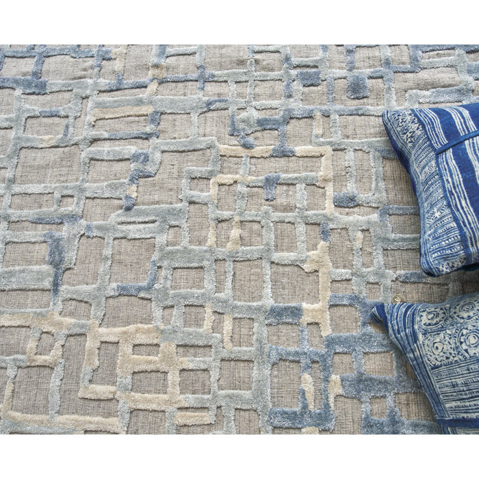 Exquisite Rugs Vista Hand Loomed Geometric Area Rug in Gray/Blue | Perigold
