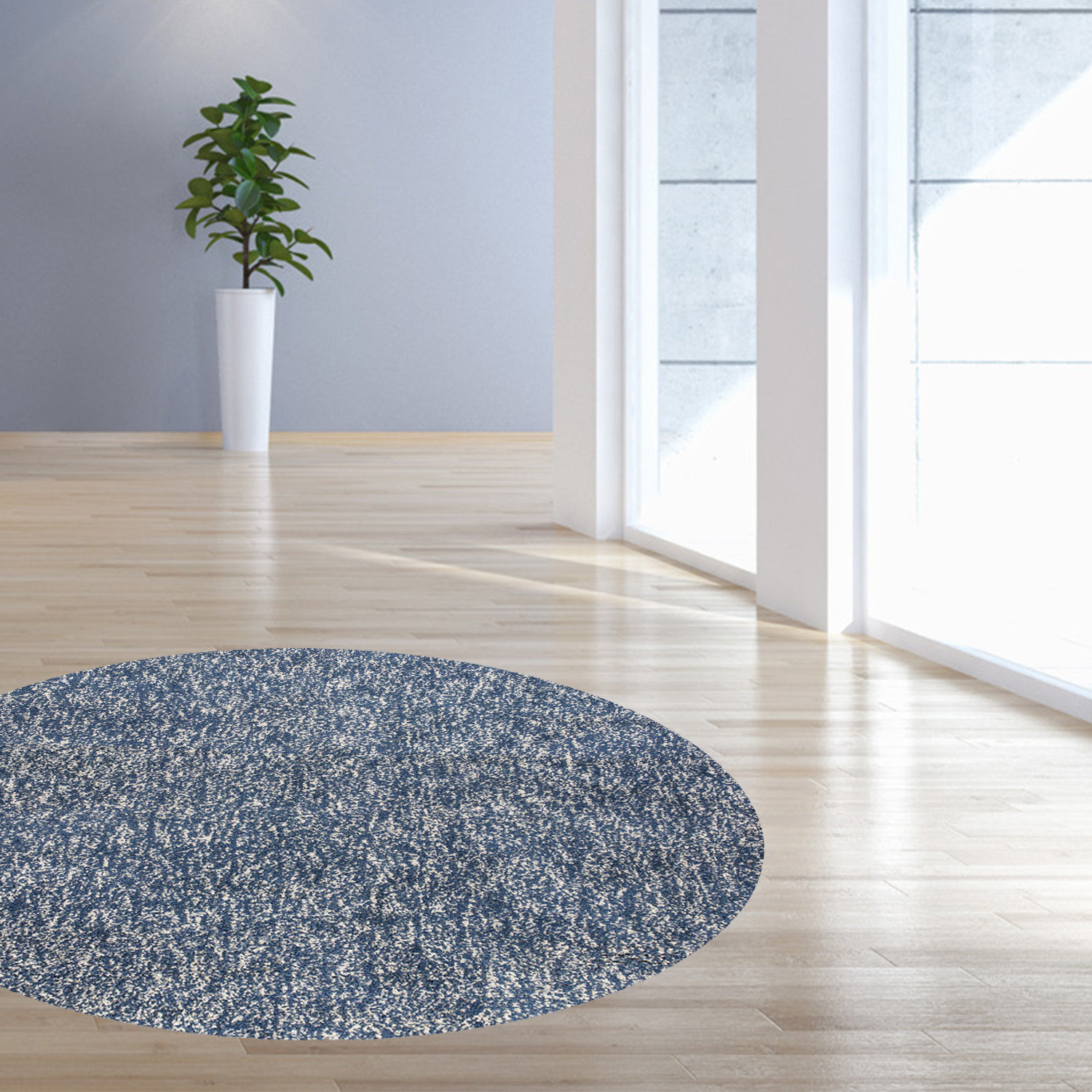 Ebern Designs 6'' Round Indigo Or Ivory Heather Plain Indoor Area Rug ...