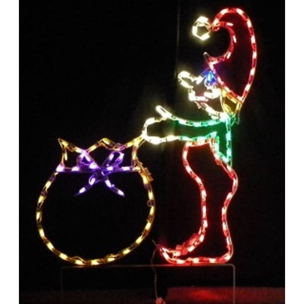 Lori's Lighted D'Lites Elf Pulling Cart of Ornaments Christmas Holiday ...