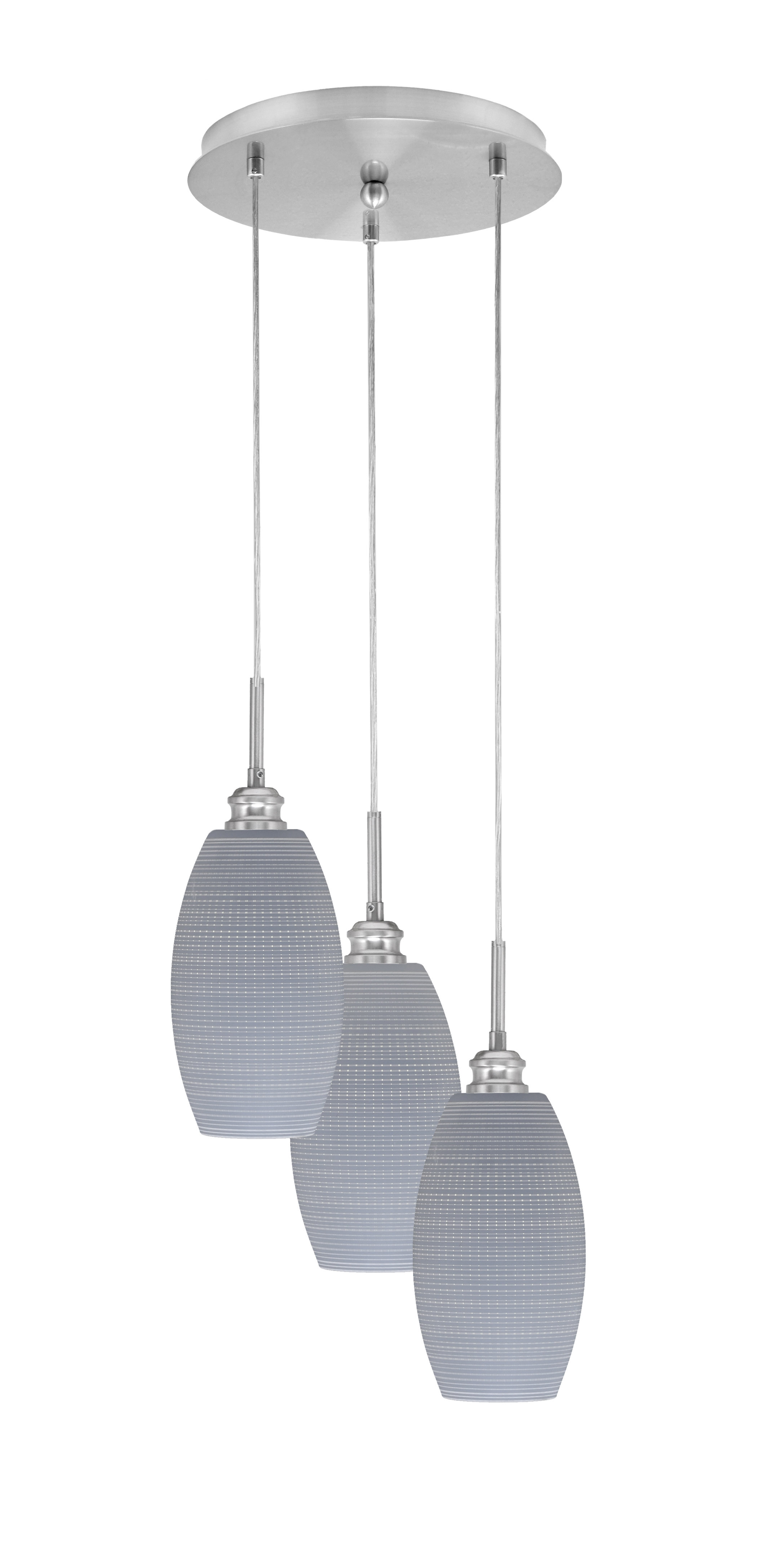 Toltec Lighting Array 3 Light Cord Hung Cluster Pendalier Shown With 5. ...
