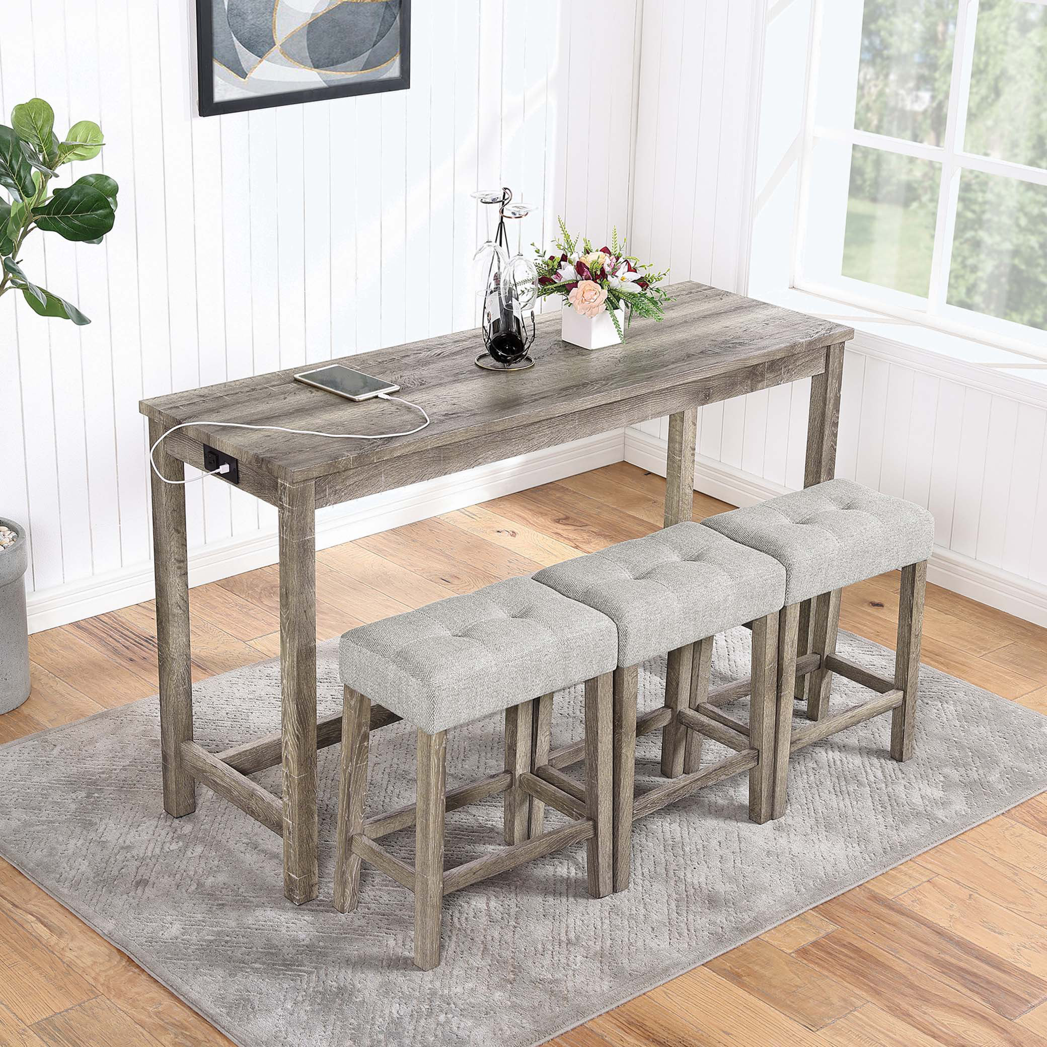 Gracie Oaks 4 Pieces Dining Table Sets, with Fixed Table - Wayfair Canada