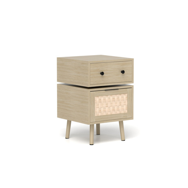 Bayou Breeze Cirilla Oak 360° Swivel Nightstand Bedside Table With ...