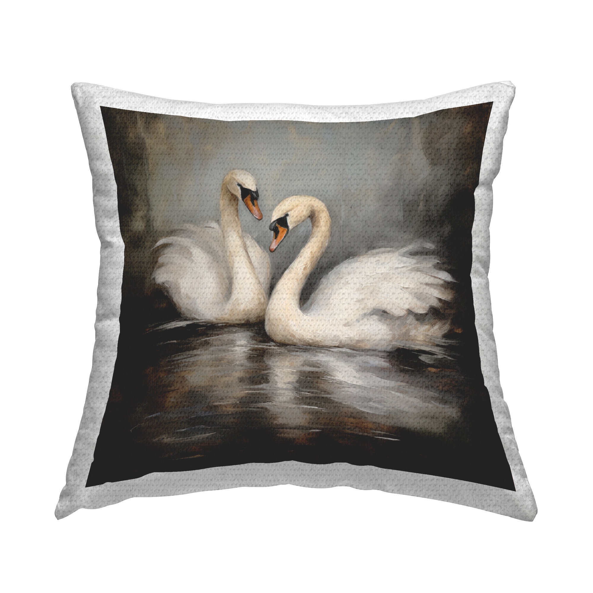 Stupell Industries Swan Duo Water Reflection Outdoor Printed Pillow by ...