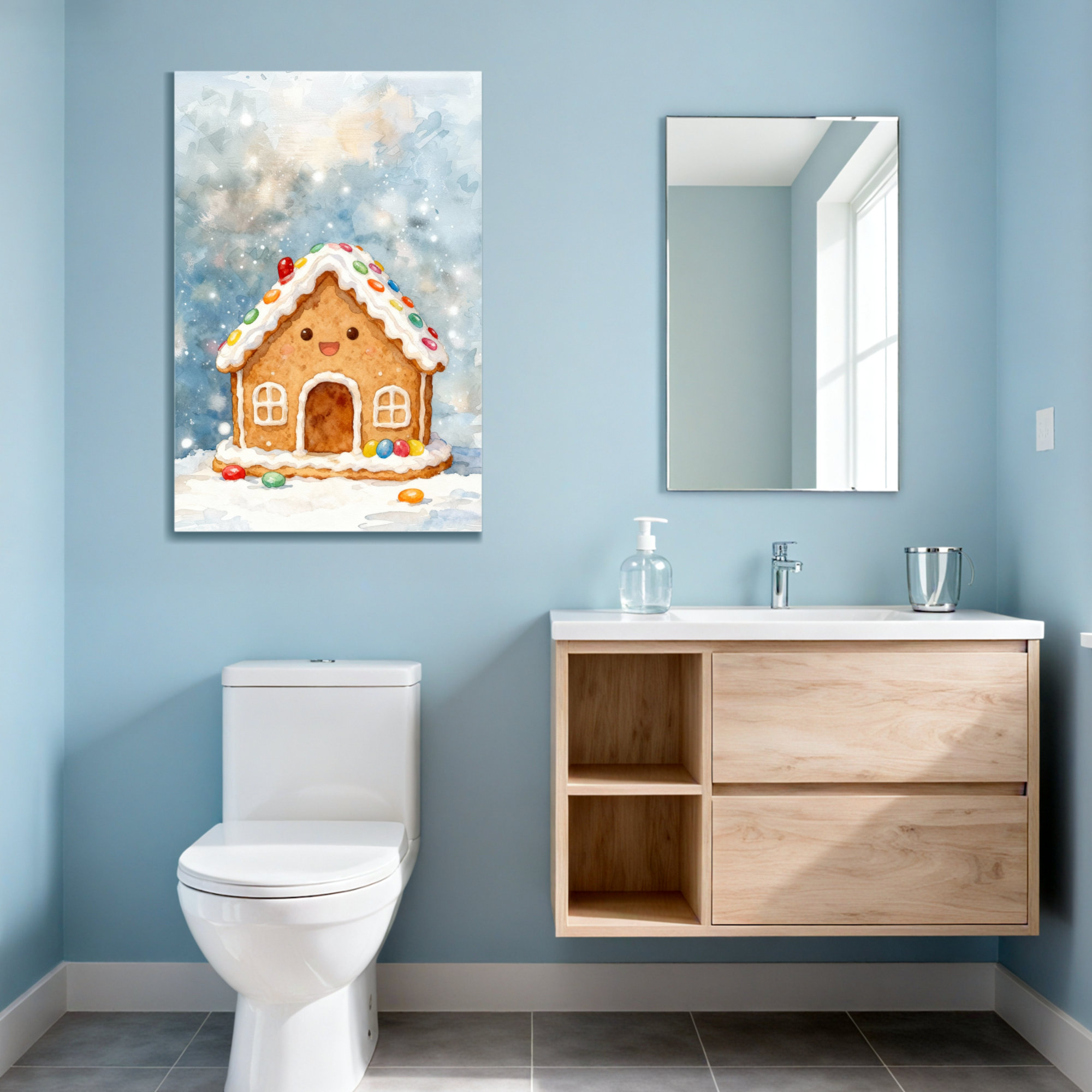 East Urban Home Christmas Gingerbread House Winter Scene Art Print ...