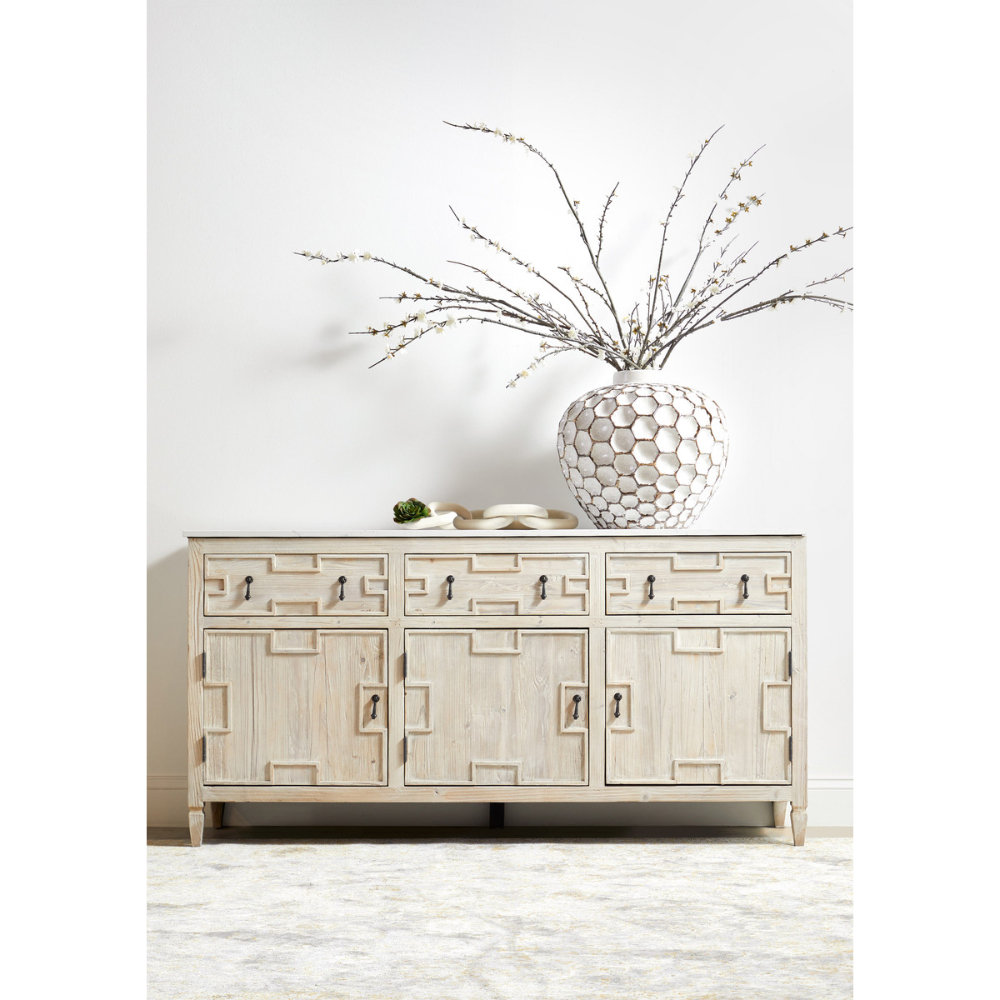 Rosalind Wheeler Azarya 62.25" Wide 3 Drawer Pine Wood Sideboard | Wayfair